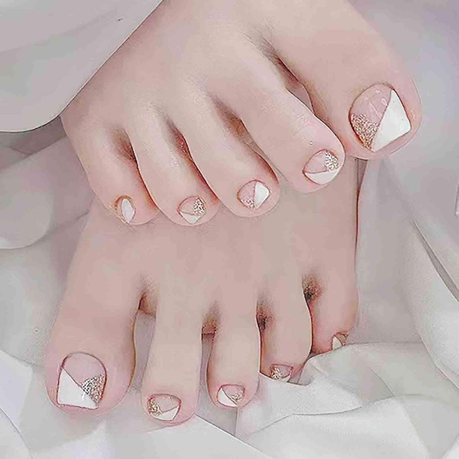 24 Pcs Coffin Press on Nails Long, Fake Nails Glue on Nails, Glossy ...