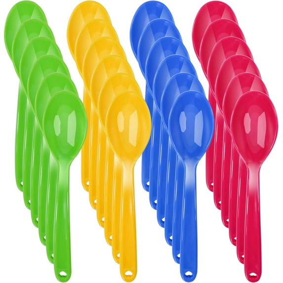 24 Pcs Colored Plastic Spoon, Plastic Disposable Cutlery - Perfect for ...