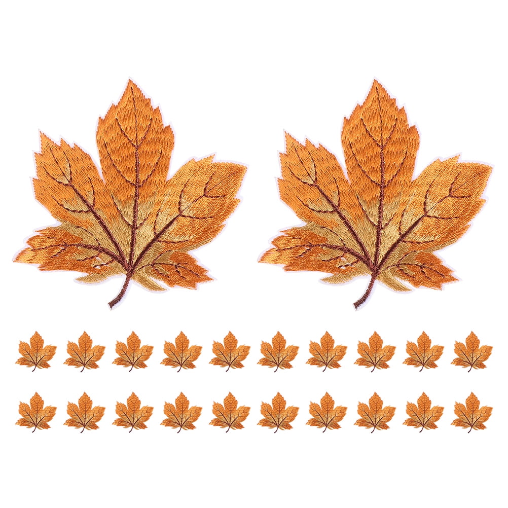 24 Pcs Colorful Maple Leaf Cloth Stickers Embroidered Patch Clothing ...
