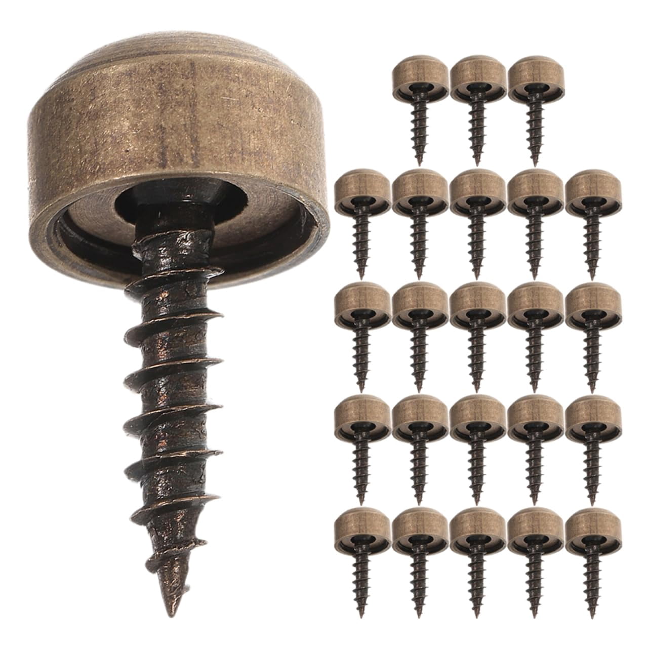 24 Pcs Copper Self-Tapping Screws with Decorative Caps, 9mm Mirror ...