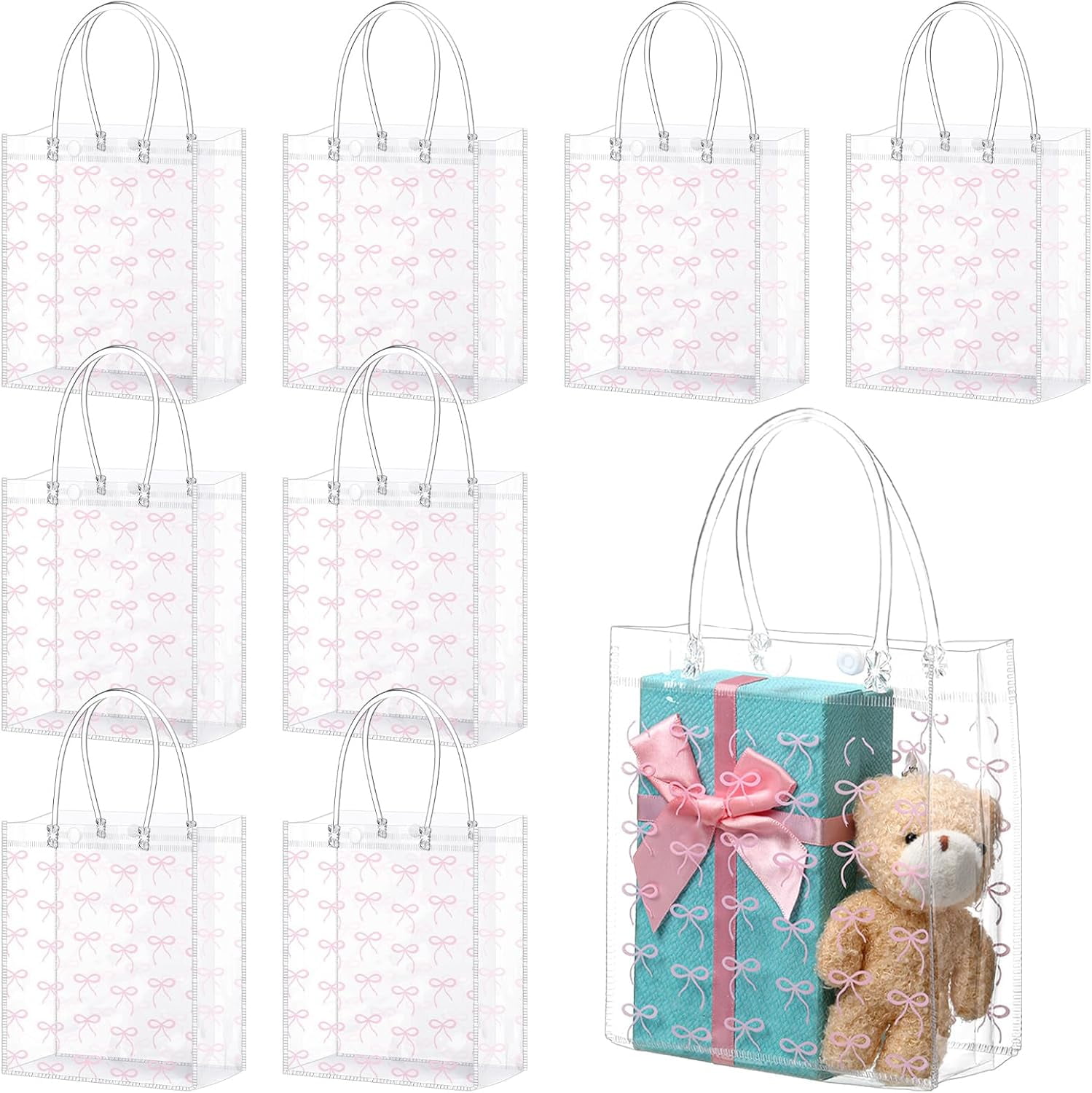 24 Pcs Coquette Black Bow Party Gift Bags PVC Clear Gift Bags with ...