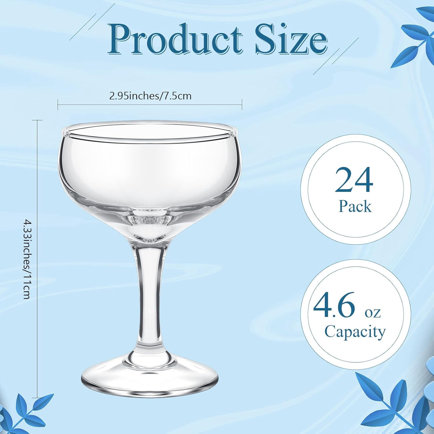 24 Pcs Coupe Glasses Bulk 3.4 oz Clear Champagne Coupe Cocktail Martini ...