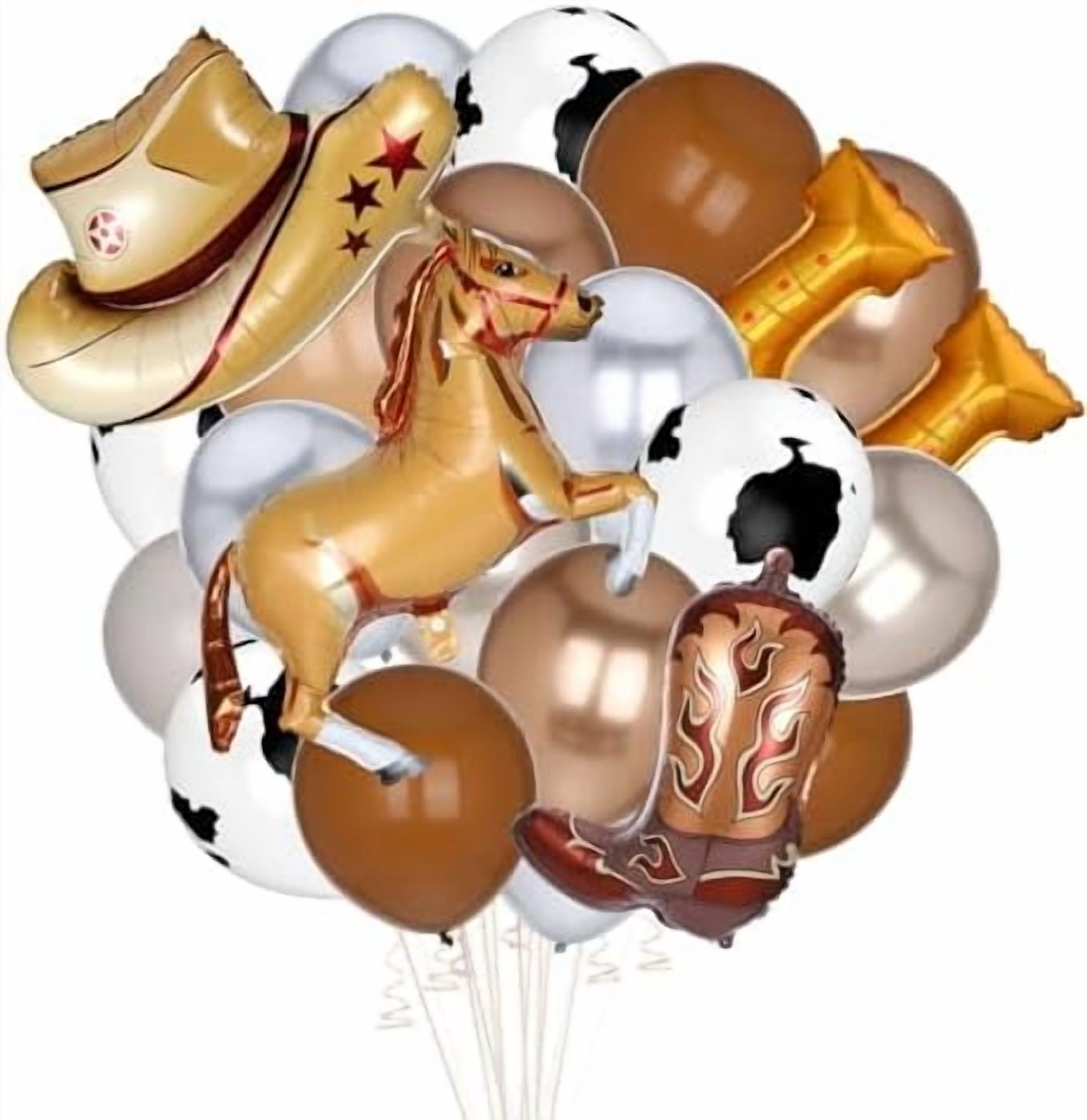 24 Pcs Cowboy Balloons, Western Balloons Brown Horse Different shapes ...