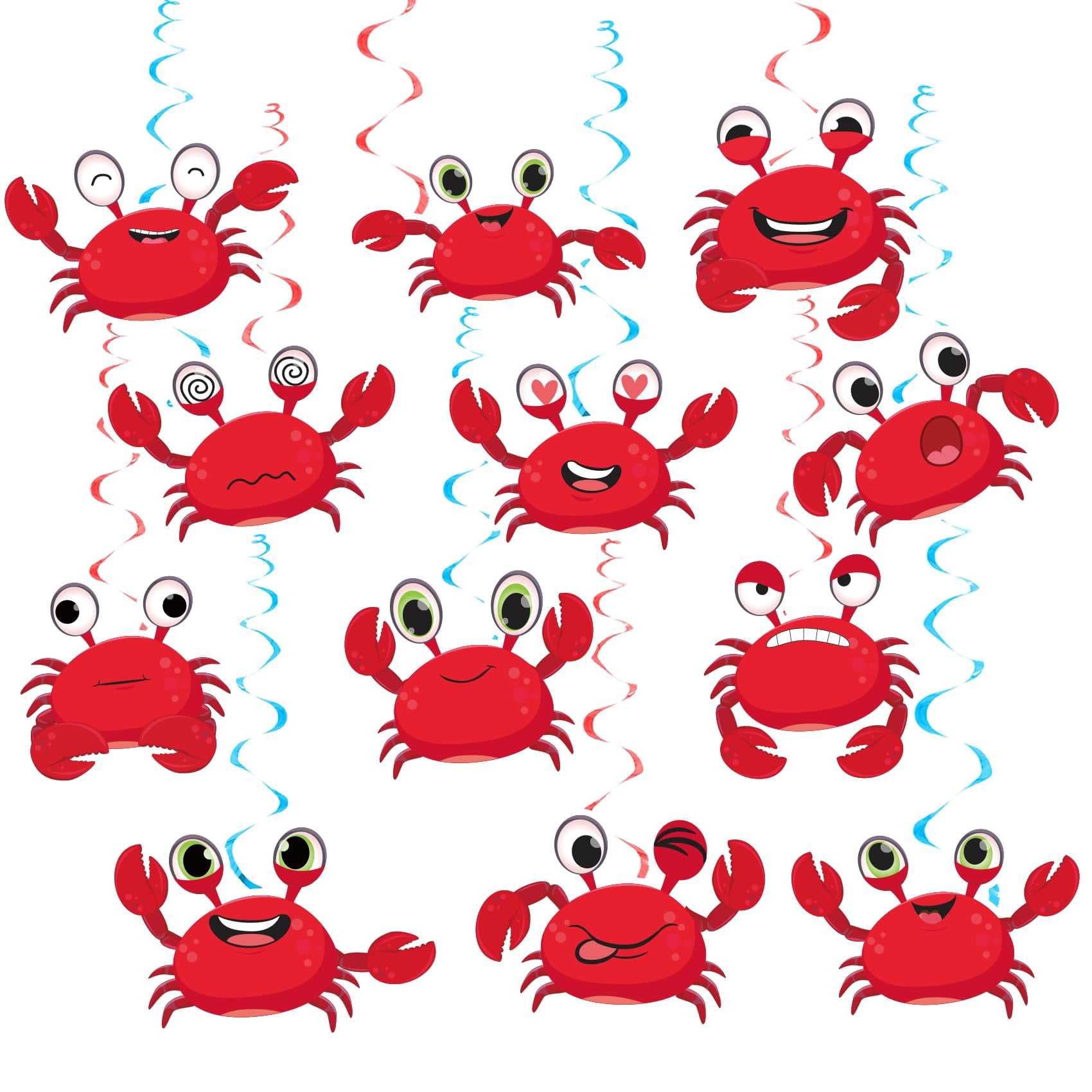 24 Pcs Crab SCH4 Hanging Swirls Crab Party Decorations Crab Spirals ...