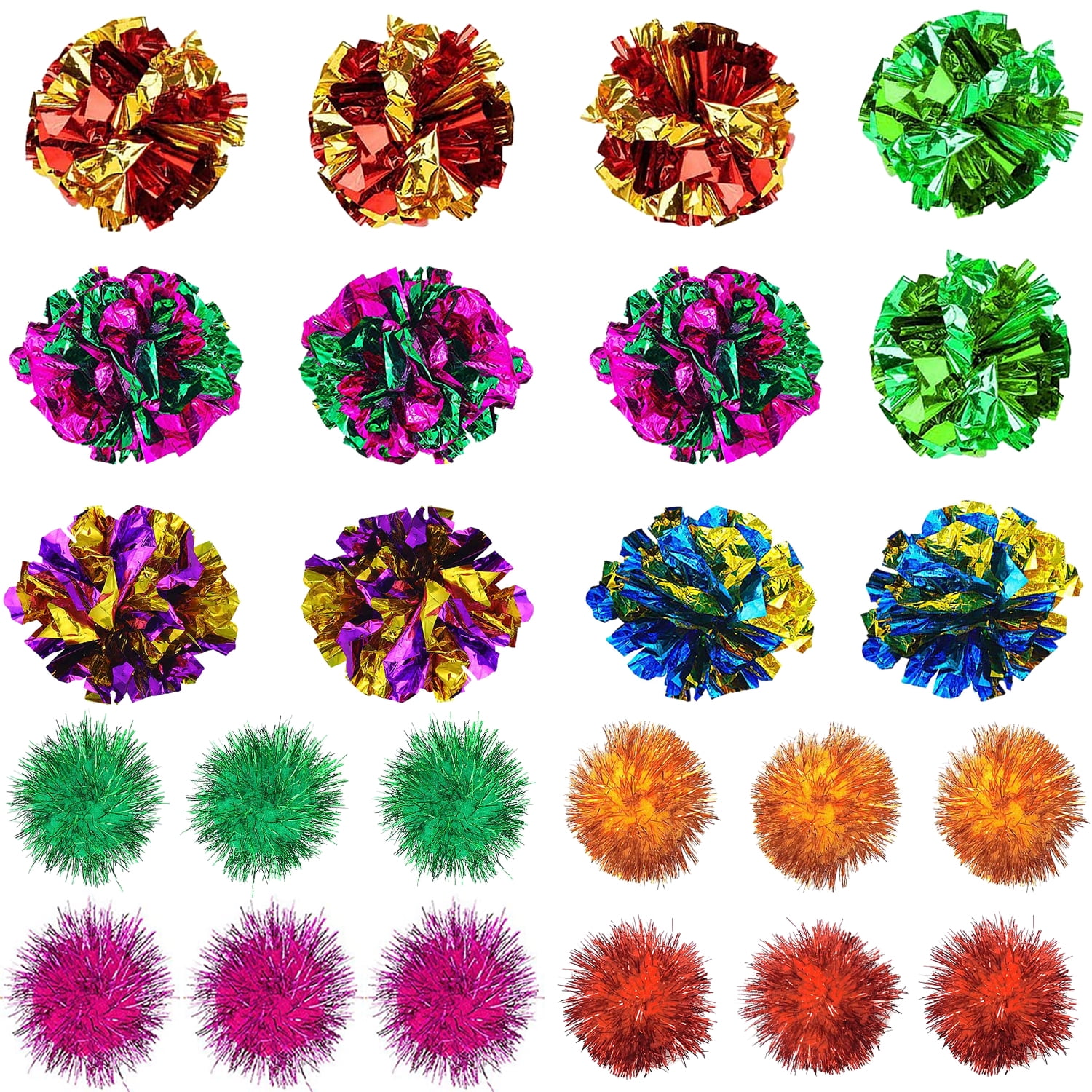 Bulk Kitten Variety Pack - 24 Pcs Crinkle & Sparkle Ball Cat Toys ...