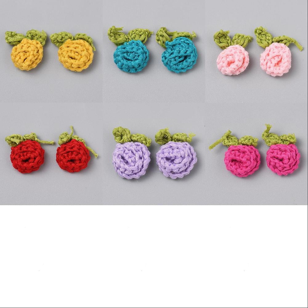 24 Pcs Crochet Knitting Rose Flower Patches 6 Colors Polyester Floral ...