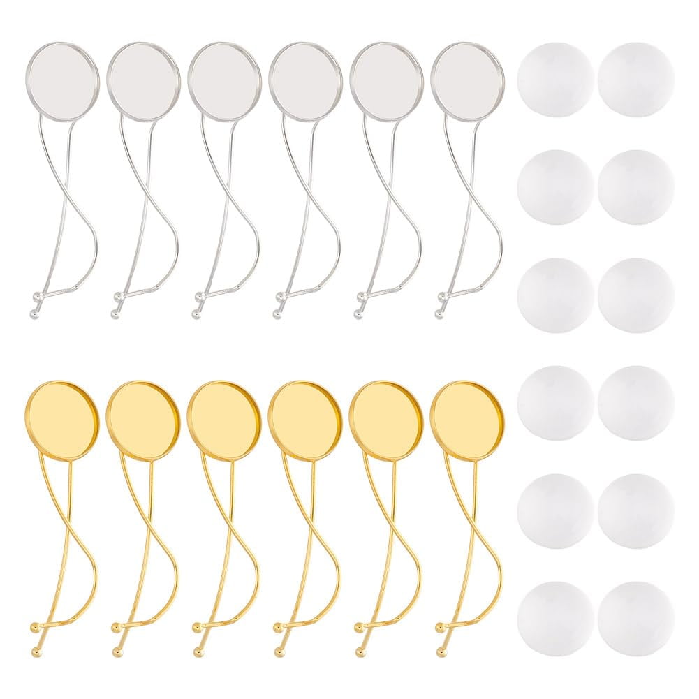 24 Pcs Curve Hair Clips with Blank Round Tray Brass Hair Bobby Pins ...