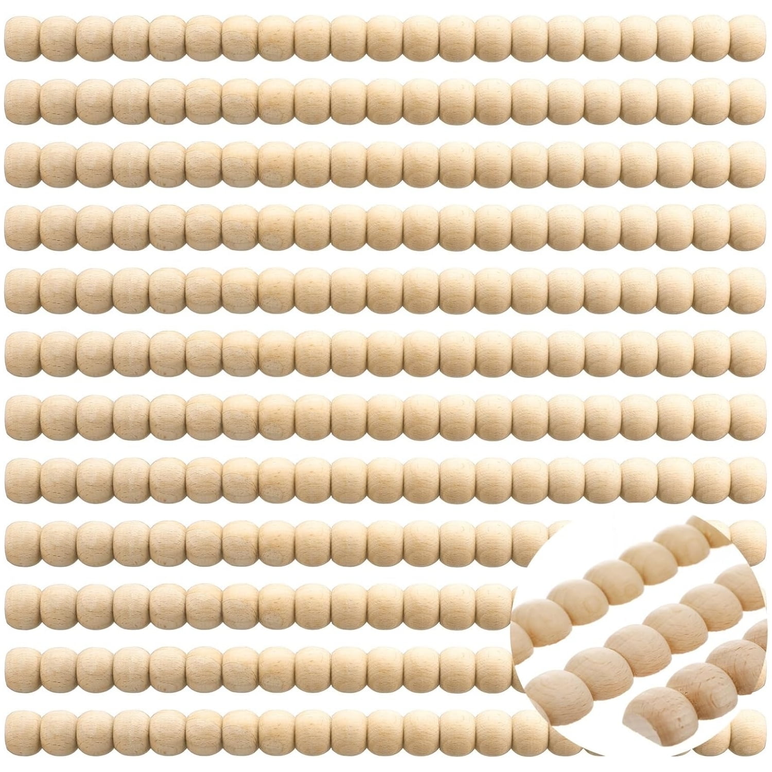 24 Pcs Decorative Beaded Wood Trim,Topboutique Half Wooden Beads Trim ...