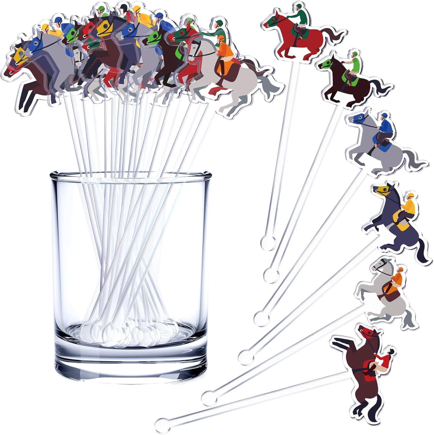 24 Pcs Derby Day Cocktail Stirrer Horse Racing Cocktail Sticks Acrylic ...