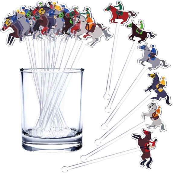 24 Pcs Derby Day Cocktail Stirrer Horse Racing Cocktail Sticks Acrylic ...