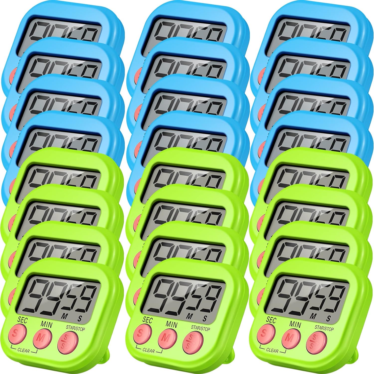 24 Pcs Digital Kitchen Timer Magnetic Bulk On/Off Switch Minute Second ...