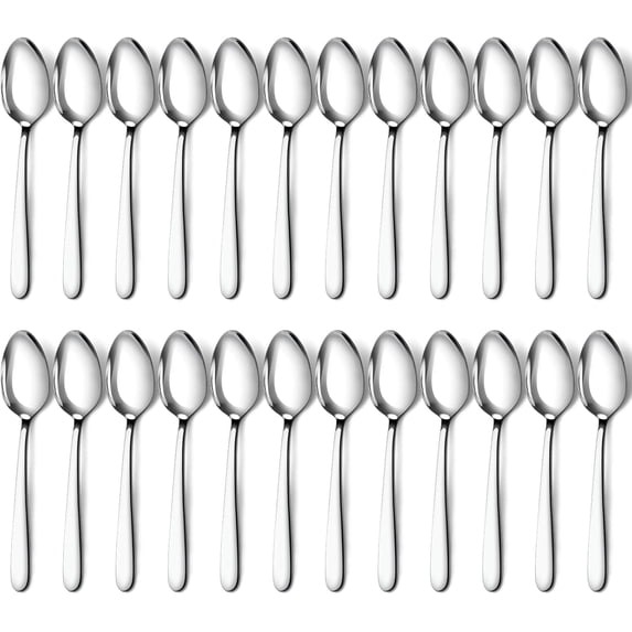 24-Pcs Dinner Spoons Set, 7.4 Inch Stainless Steel Silverware Spoons ...