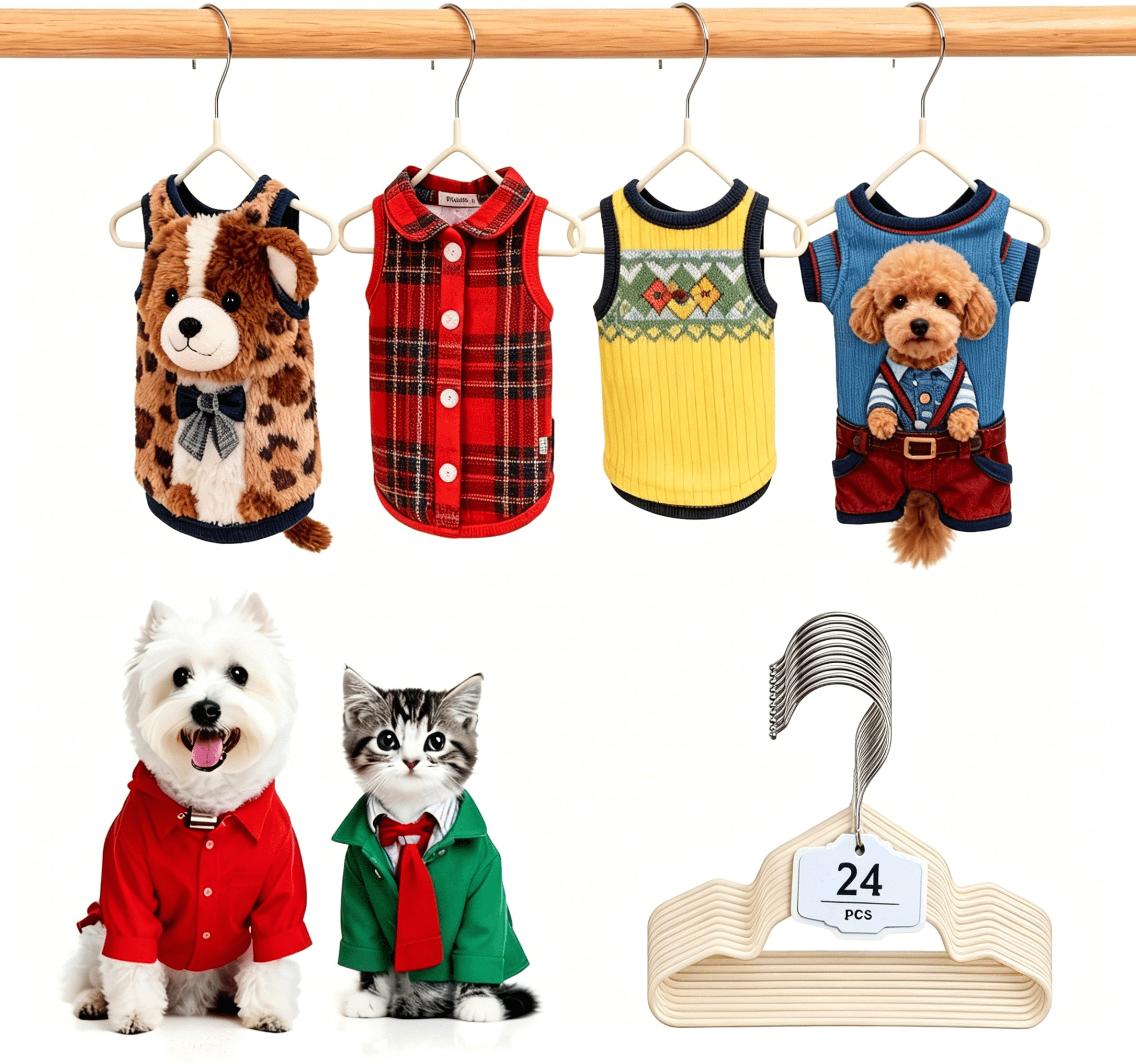 24 Pcs Dog Clothes Hangers 7.09Inch Blue Metal Pet Clothes Hangers, Cat ...