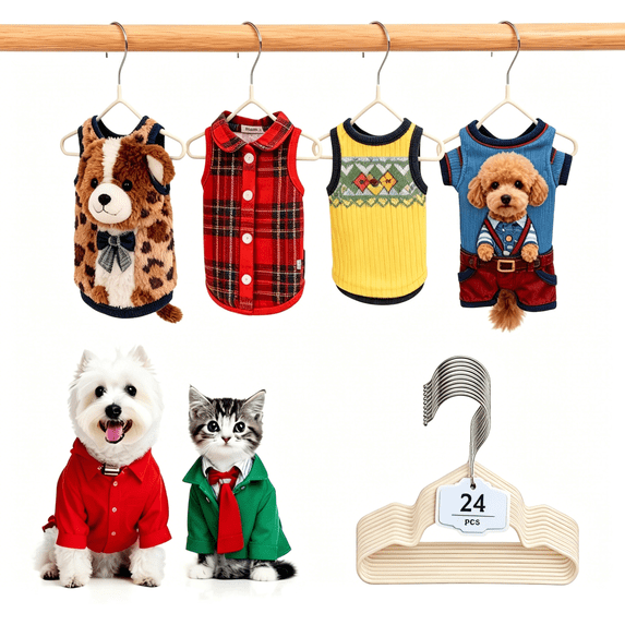 24 Pcs Dog Clothes Hangers 7.09Inch Blue Metal Pet Clothes Hangers, Cat ...