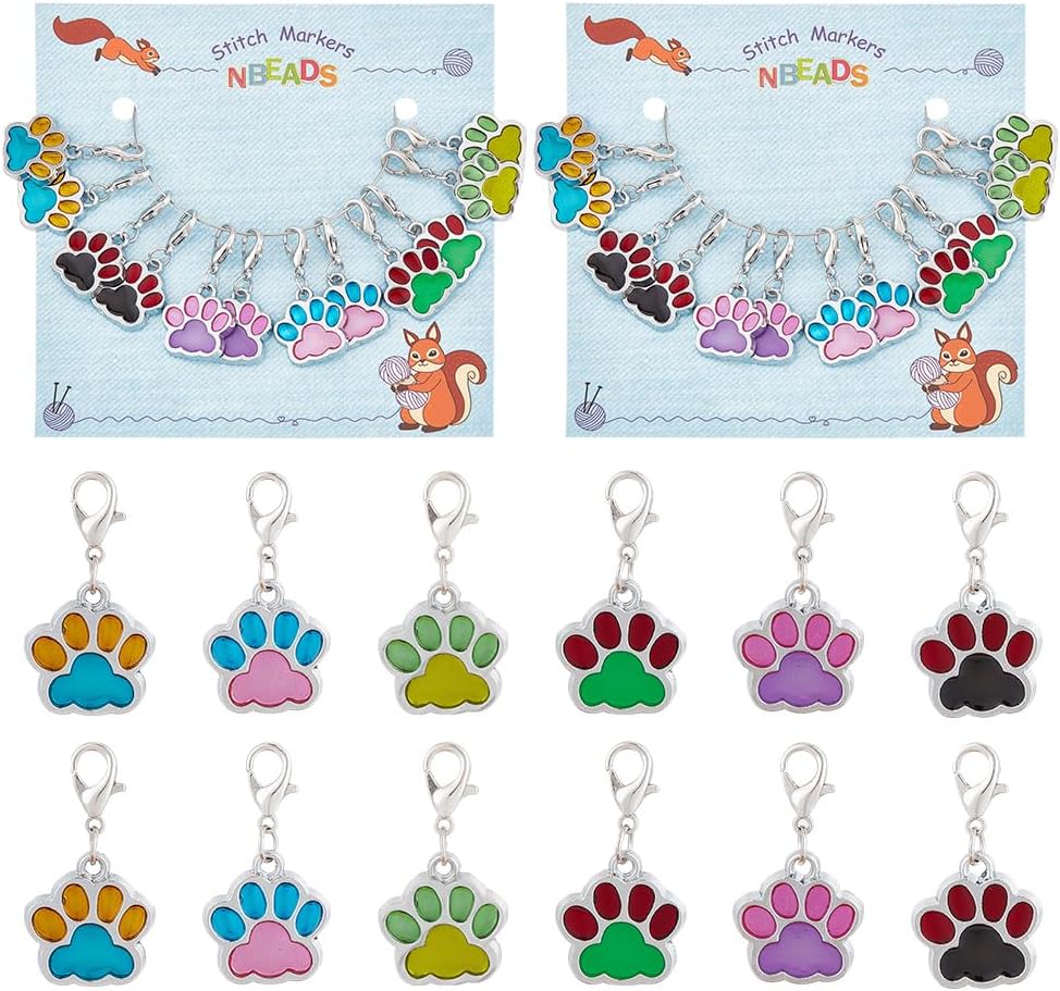 24 Pcs Dog Paw Print Stitch Markers Enamel Crochet Marker Removable ...