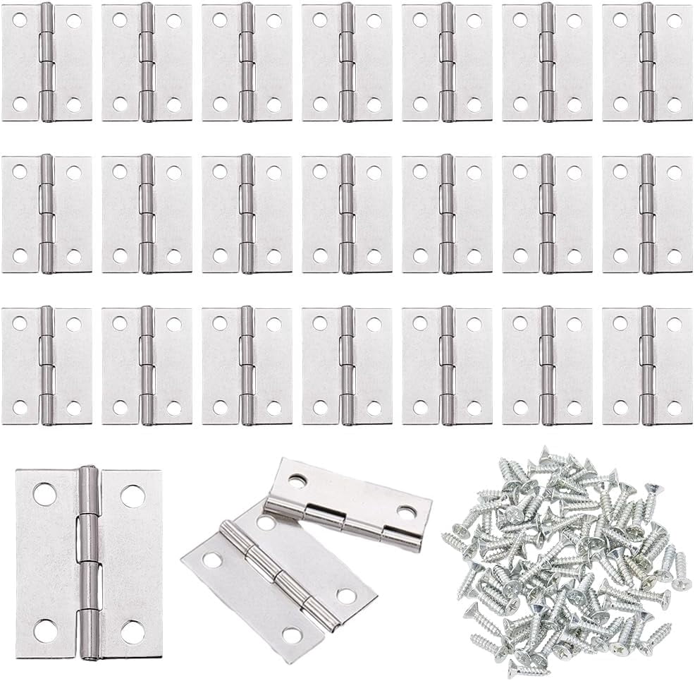 24 Pcs Door Hinges Stainless Steel Furniture Hardware Hinge Silver ...