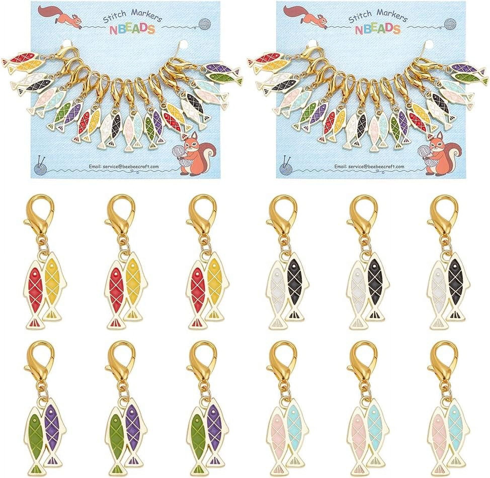 24 Pcs Double Fish Stitch Markers, Enamel Alloy Crochet Stitch Marker ...