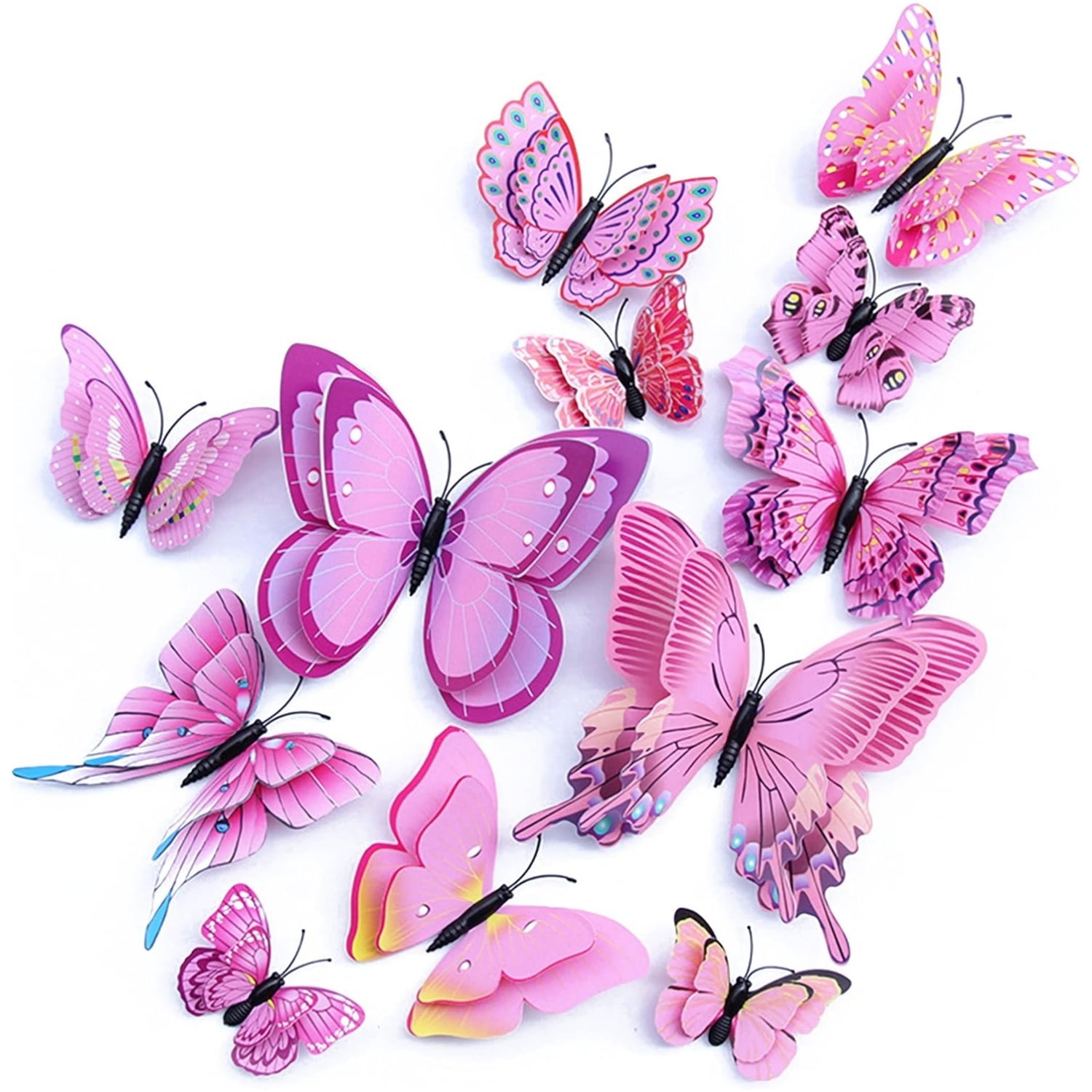 24 Pcs Double Wings Butterfly Wall Stickers, 3D Butterfly Decals ...