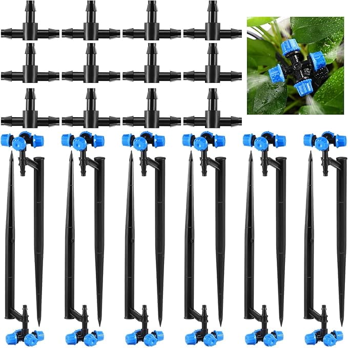 24 Pcs Drip Irrigation System Kits for Garden, 1/4" Irrigation Tubing 4 ...