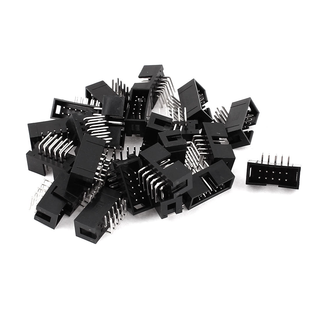 24 Pcs Dual Row 10-Pin Right Angle 2.54mm Box Header Connector IDC Male ...