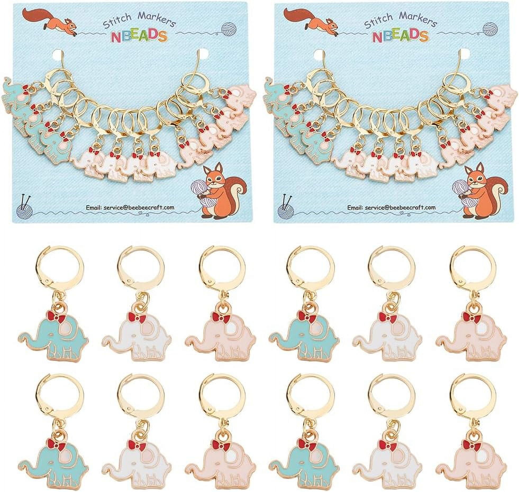 24 Pcs Elephant Charm Stitch Markers, Enamel Alloy Crochet Stitch ...
