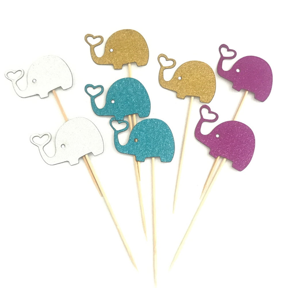 24 Pcs Elephant Topper for Cake Toppers Baby Shower Hat Birthday Party ...
