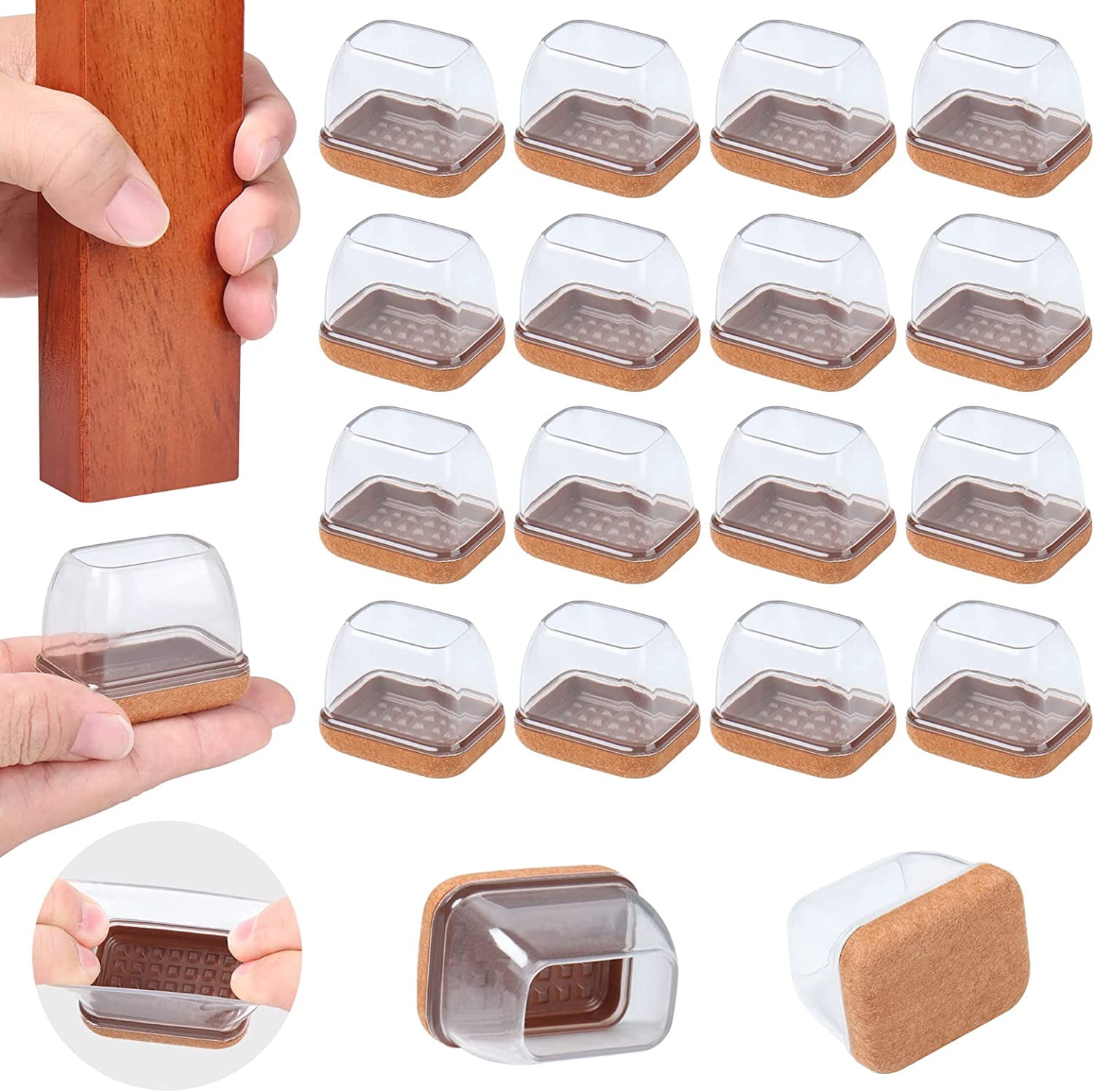 24 Pcs Extra Large Chair Leg Protectors with Felt, Round Chair Leg Caps ...