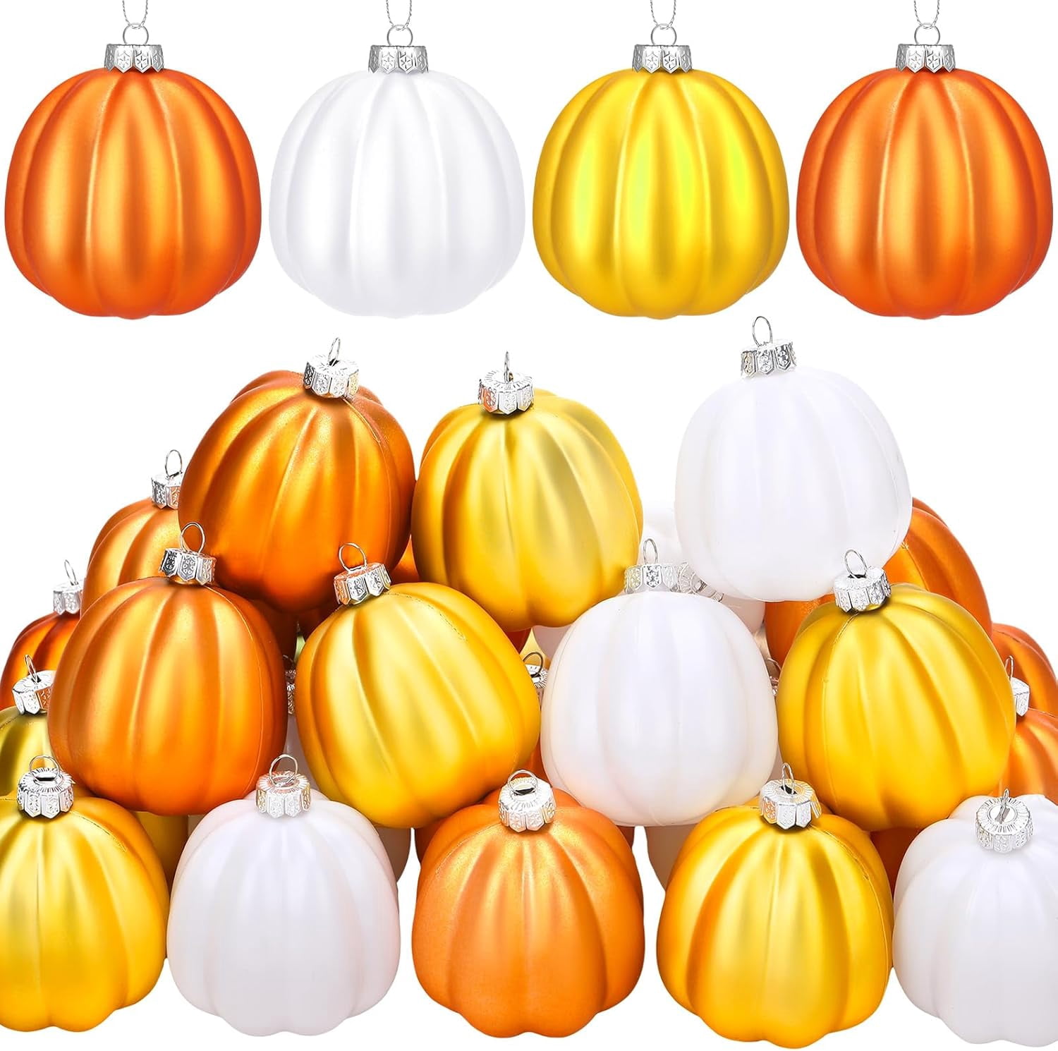 24 Pcs Fall Pumpkin Ornaments Pumpkin Ball Ornaments for Tree Fall ...