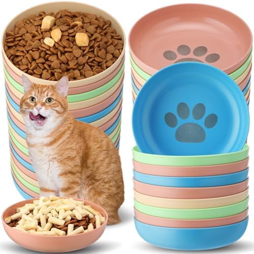 24 Pcs Fatigue Relief Cat Bowl 5.5 Inch Shallow Cat Food Dish Wide and ...