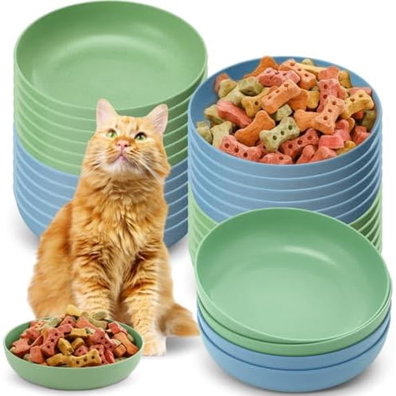 24 Pcs Fatigue Relief Cat Bowl 5.5 Inch Shallow Cat Food Dish Wide and ...