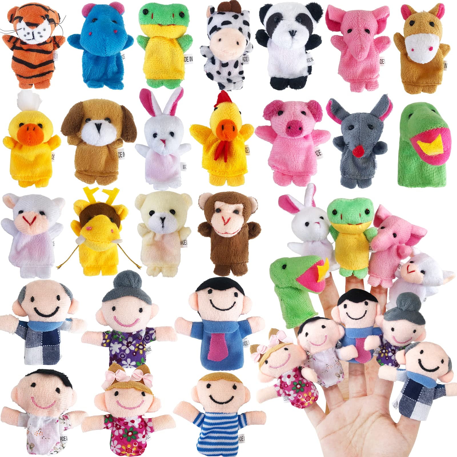 24 Pcs Finger Puppets Set,Soft Plush Finger Puppet Toys For Kids ...
