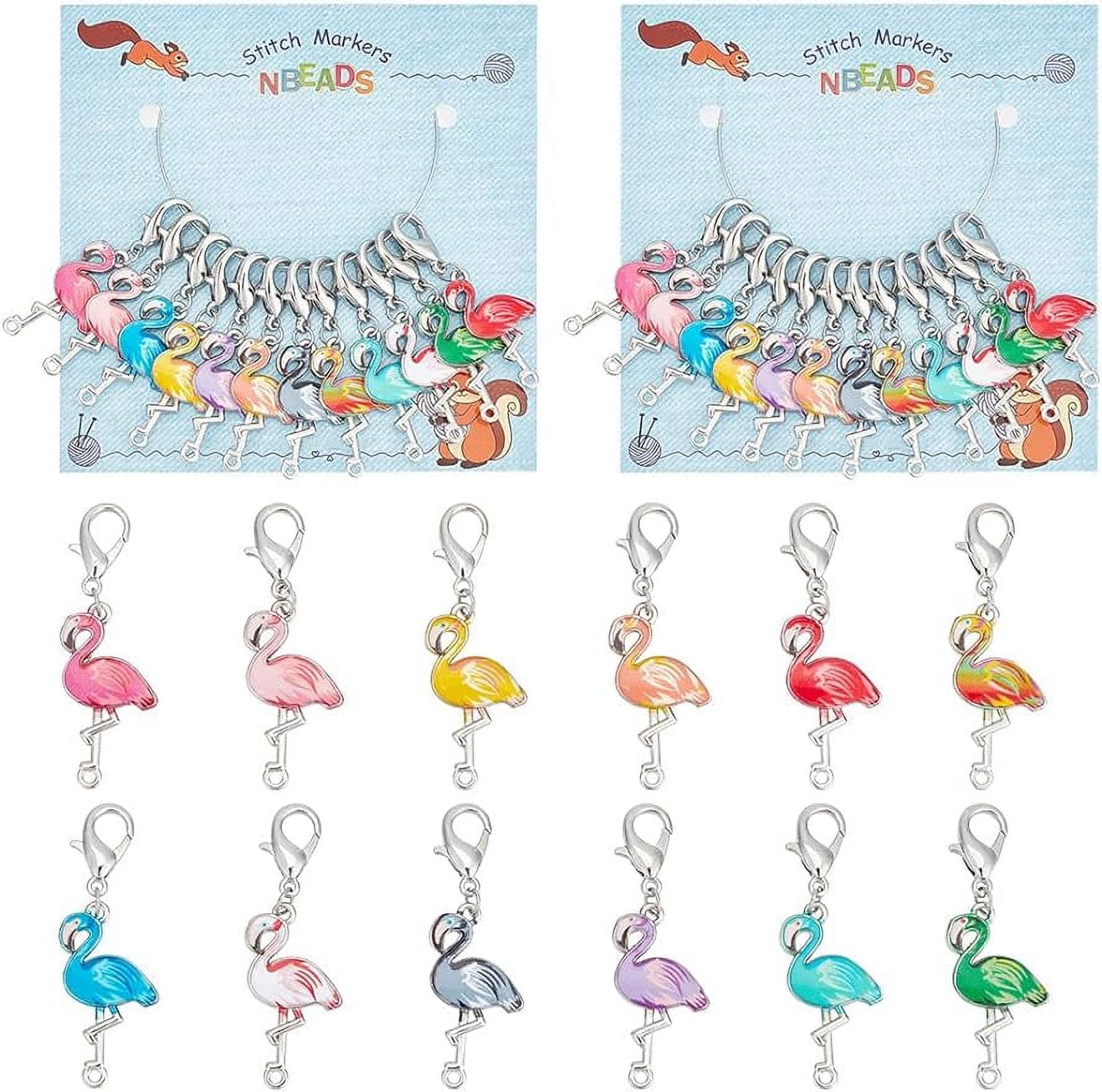 24 Pcs Flamingo Stitch Markers Enamel Alloy Crochet Stitch Marker ...