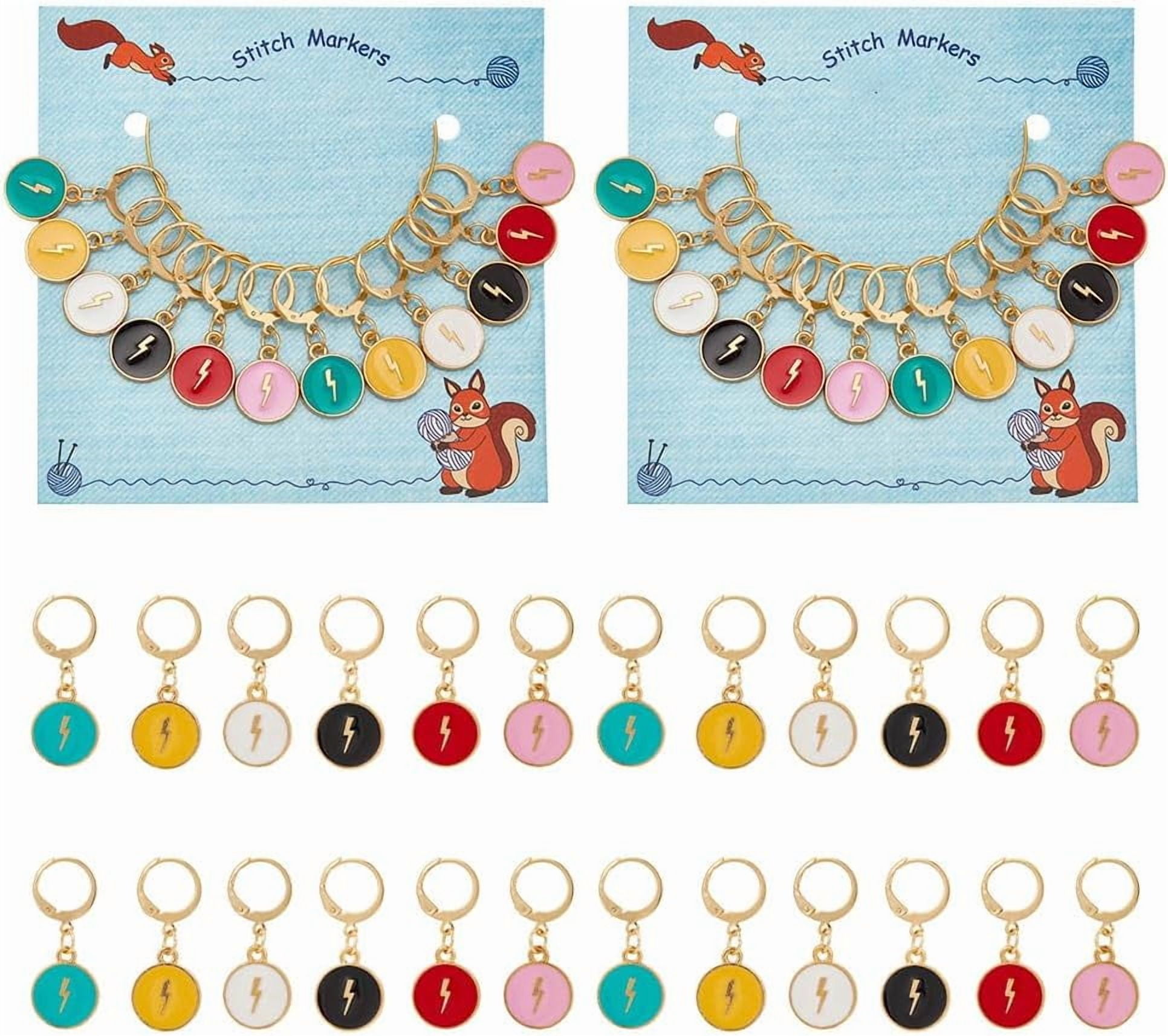 24 Pcs Flat Round with Lightning Stitch Markers Enamel Alloy Crochet ...