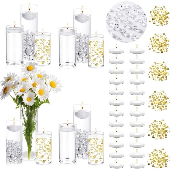 24 Pcs Floating Candles 12 Glass Vases for Centerpieces with 400 ...
