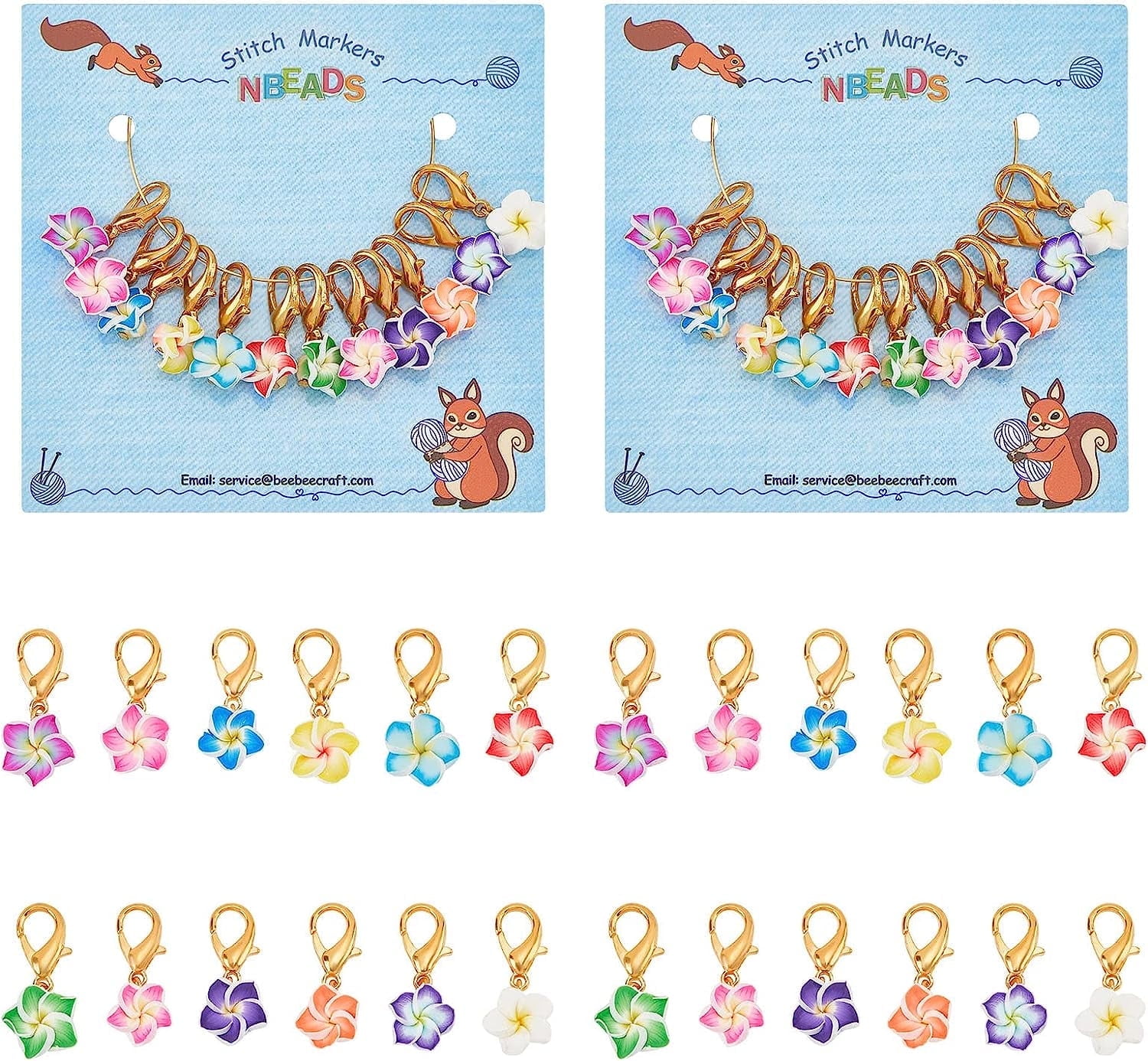 24Pcs Flower Stitch Markers Alloy Crochet Stitch Marker Charms Polymer ...