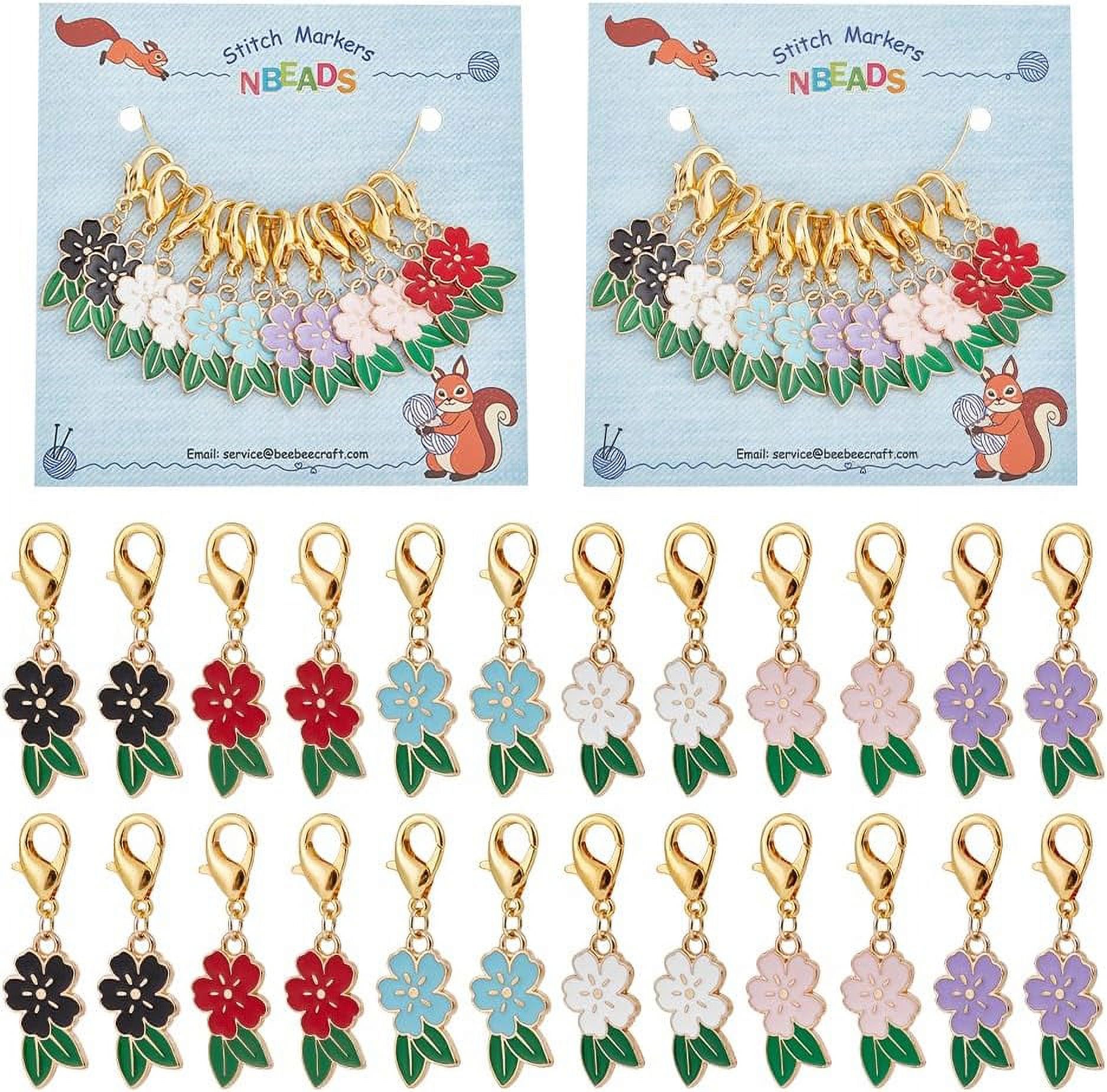 24 Pcs Flower Stitch Markers Enamel Alloy Crochet Stitch Marker Charms ...
