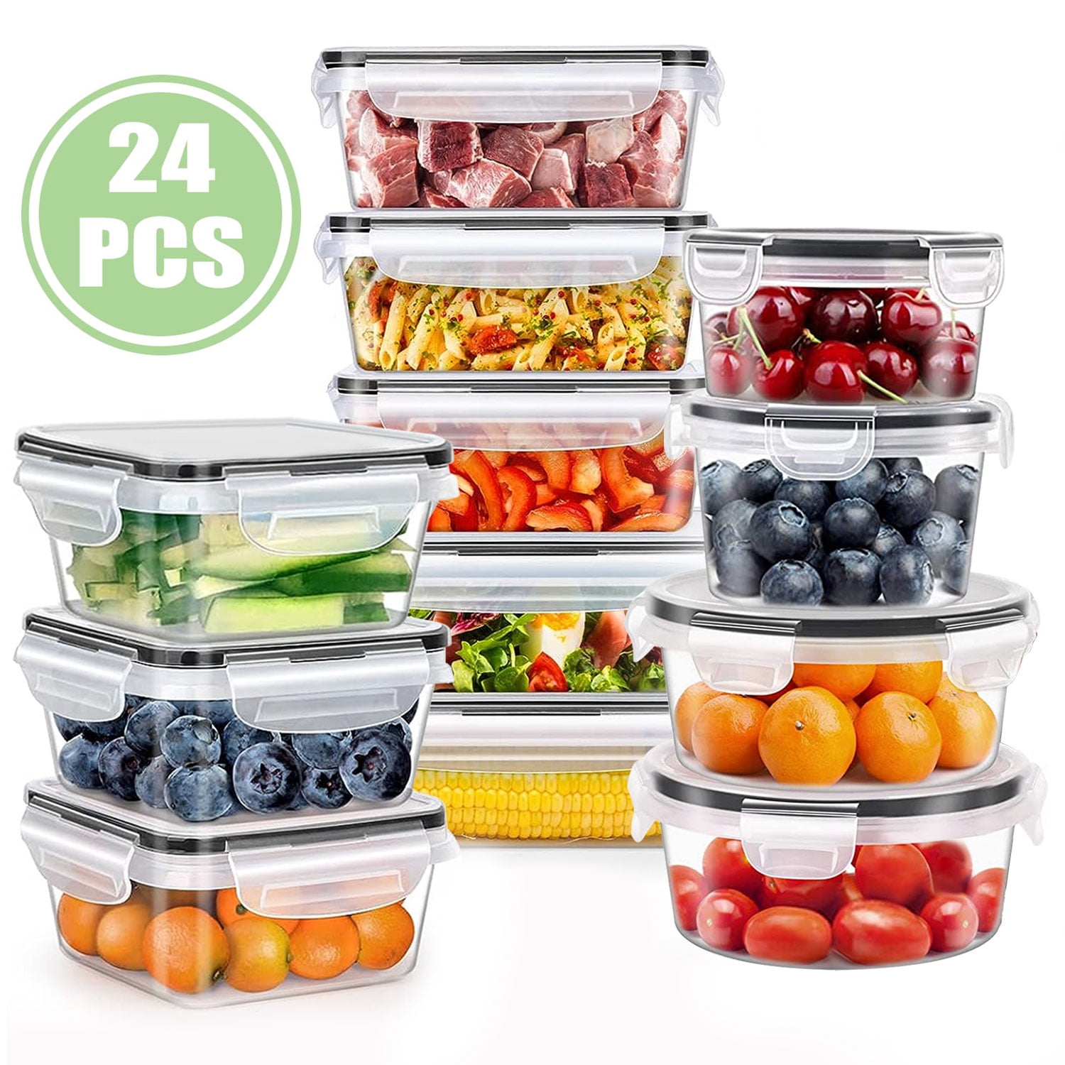 24 Pcs Food Storage Containers with Lids Airtight (12 Containers & 12 ...