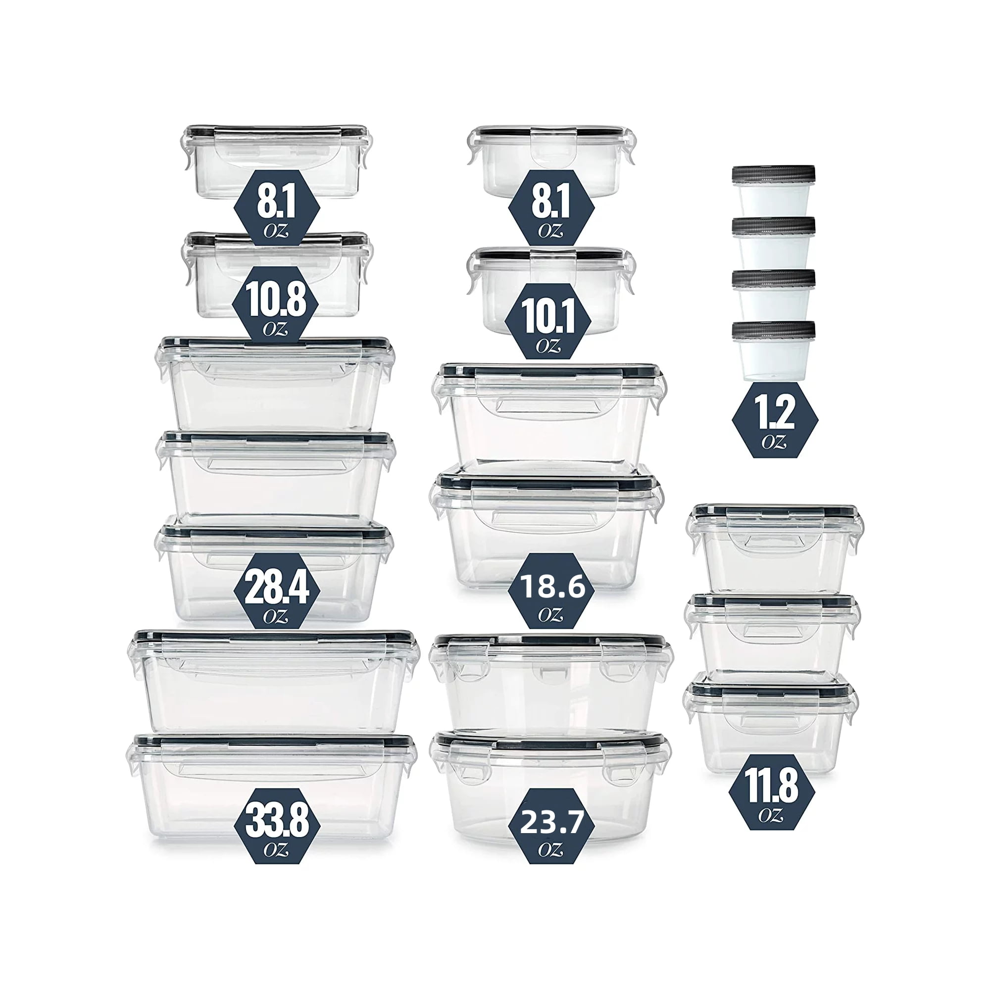 24 Pcs Food Storage Containers with Lids (24 Variety Pack)- Airtight ...