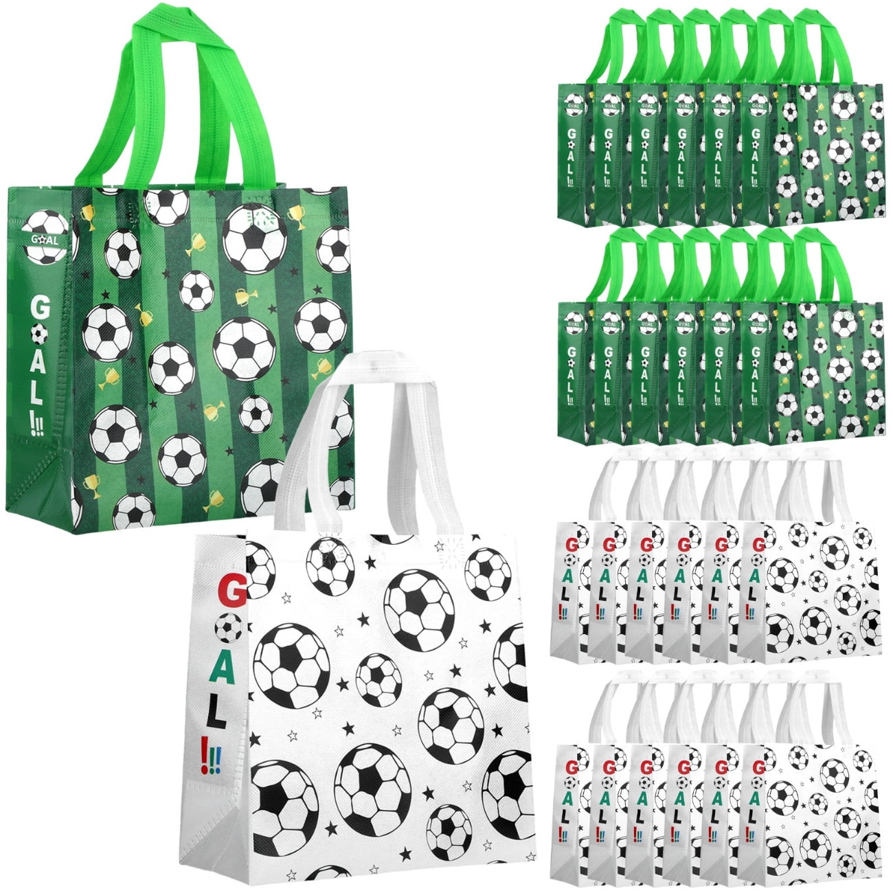 24 Pcs Football Party Gift Bags, Reusable Non Woven Sports Goodie Bags ...