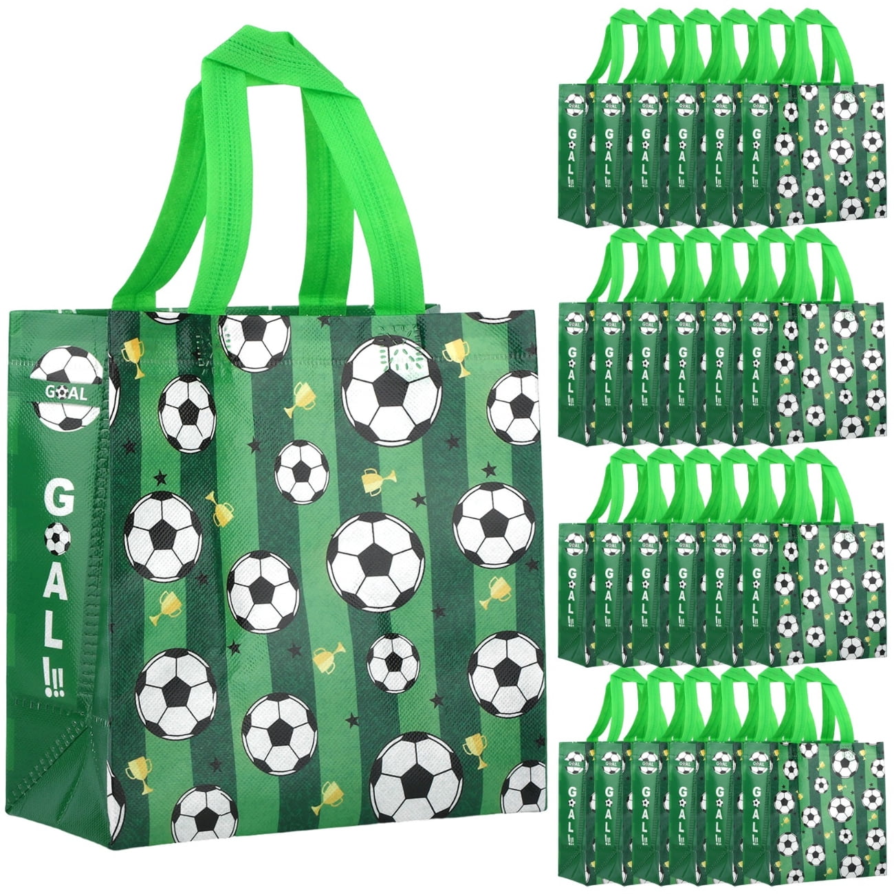 24 Pcs Football-Pattern Gift Bags Set - Durable Non-Woven Fabric ...