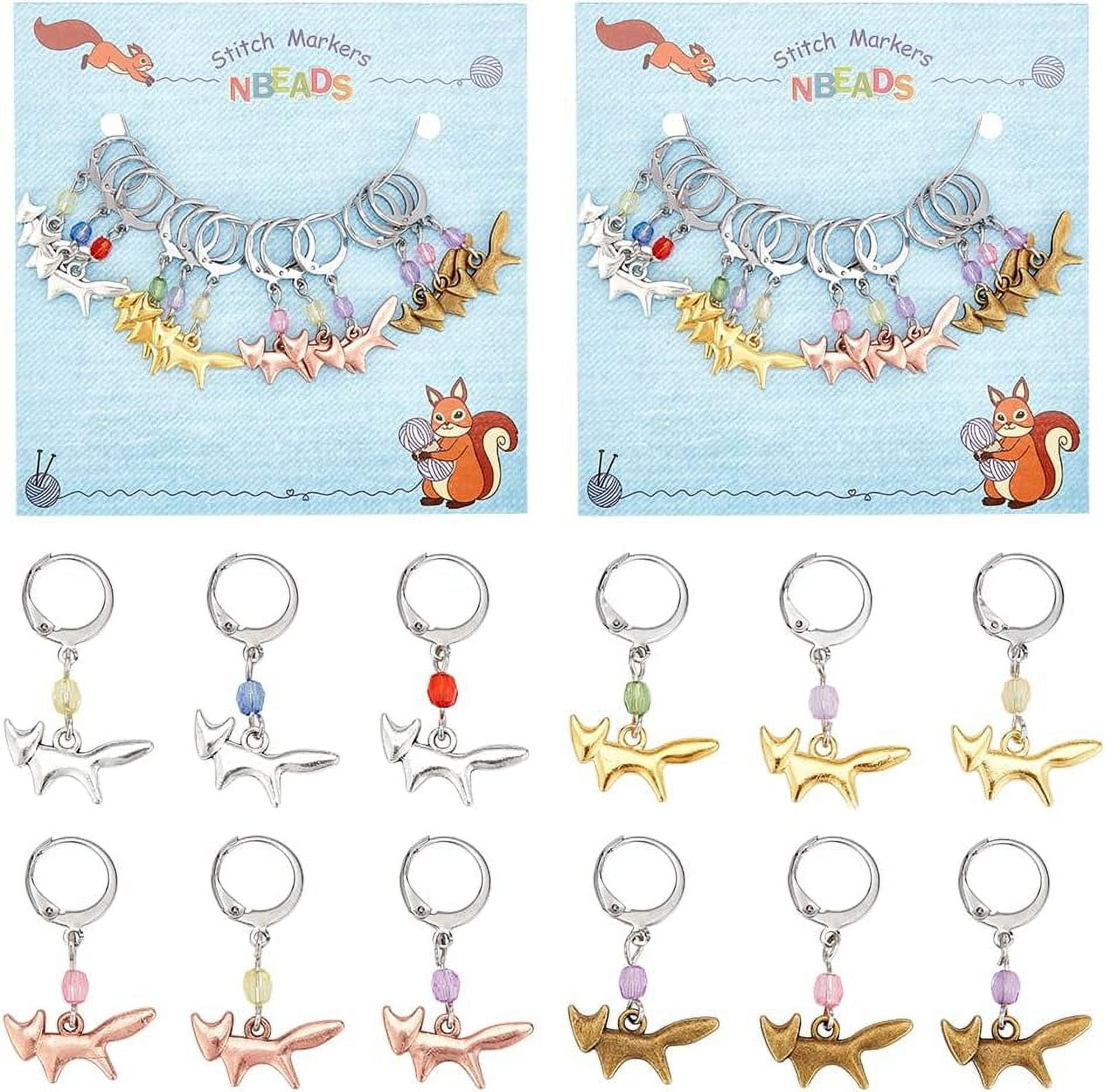24 Pcs Fox Stitch Markers Alloy Acrylic Crochet Stitch Marker Removable ...