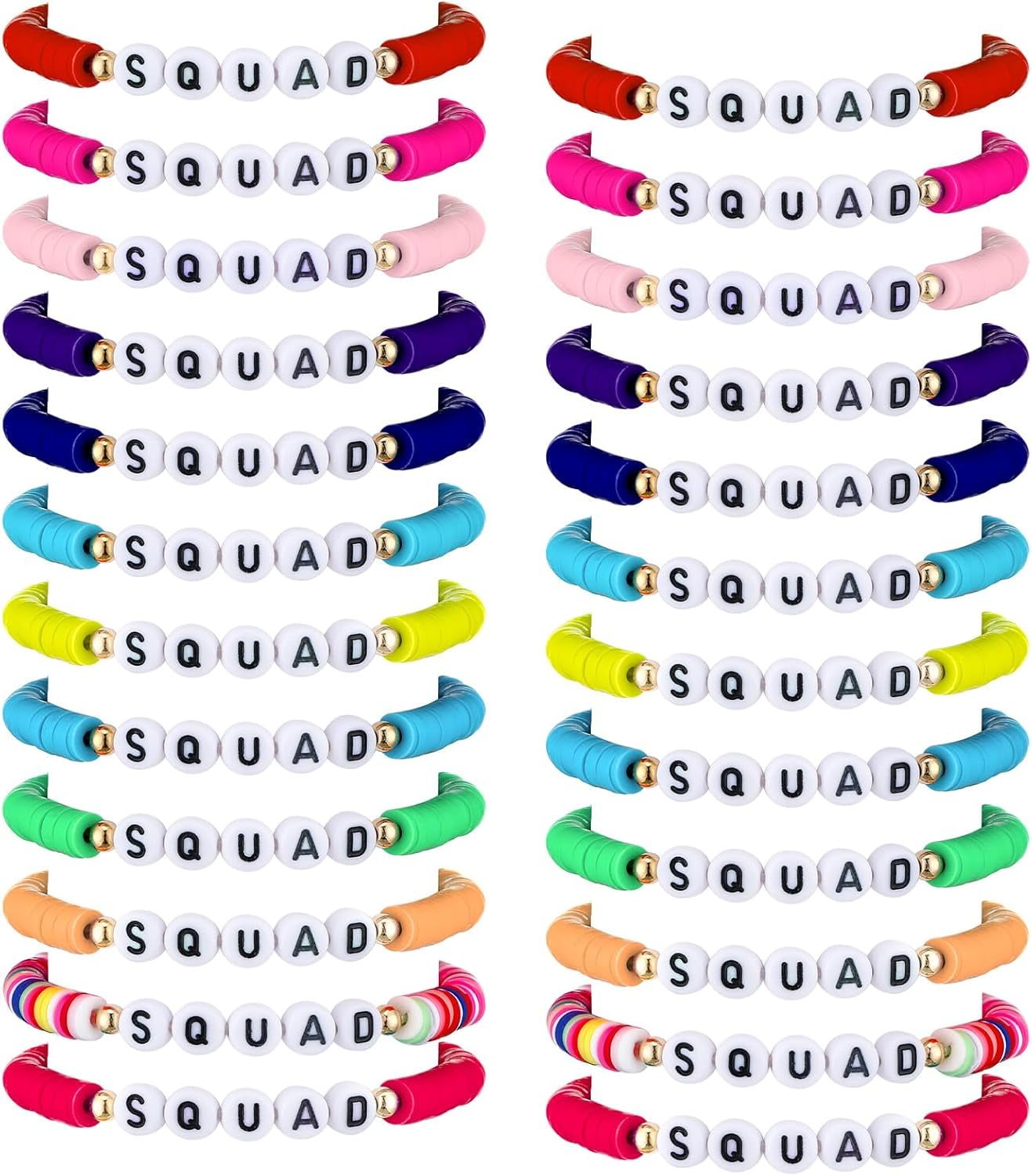 24 Pcs Friendship Bracelets Bulk Colorful Squad Beaded Bracelet ...