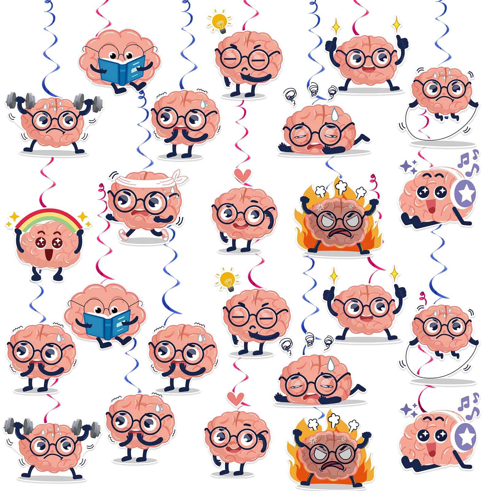 24 Pcs FunnyTRDN Brain Ceiling Decorations Hanging Swirls for Brain ...