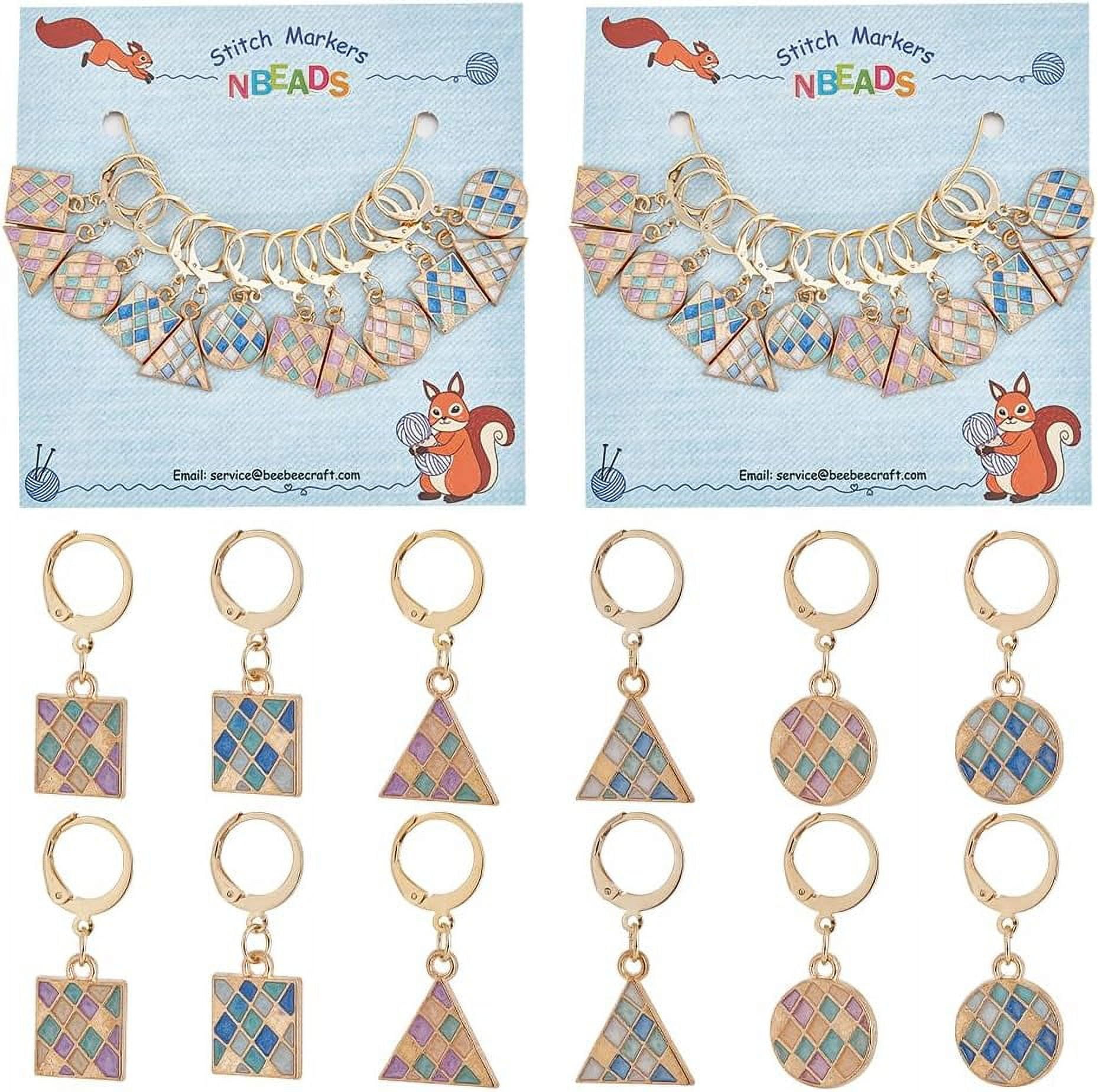 24 Pcs Geometric Stitch Markers, Flat Round/Rectangle/Triangle Enamel ...