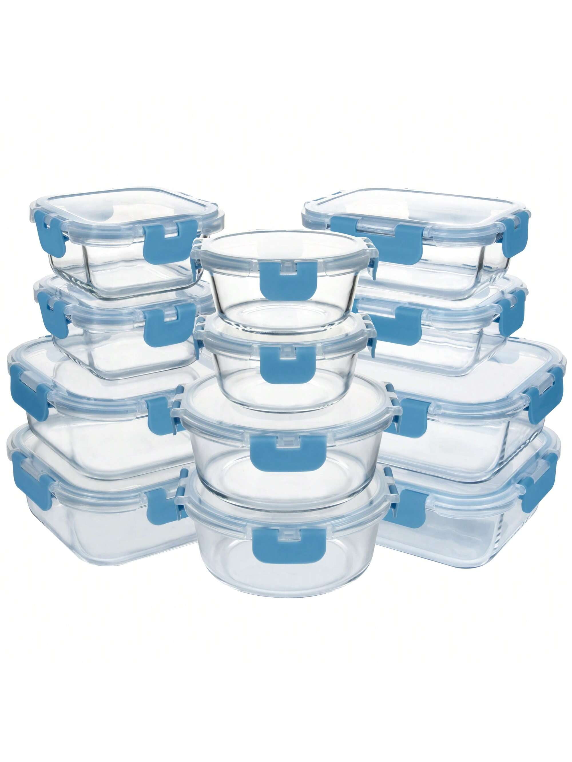 24 Pcs Glass Food Storage Containers With Lids Set, Airtight Glass Meal ...