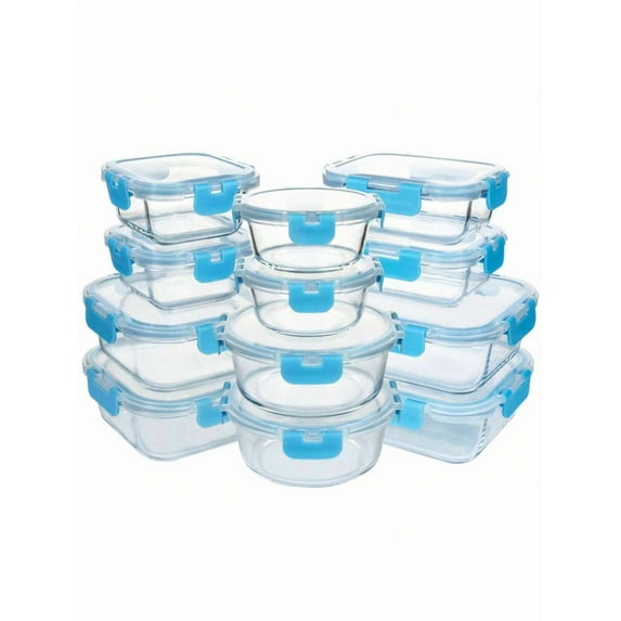 24 Pcs Glass Food Storage Containers with Lids Set - Airtight Leak ...