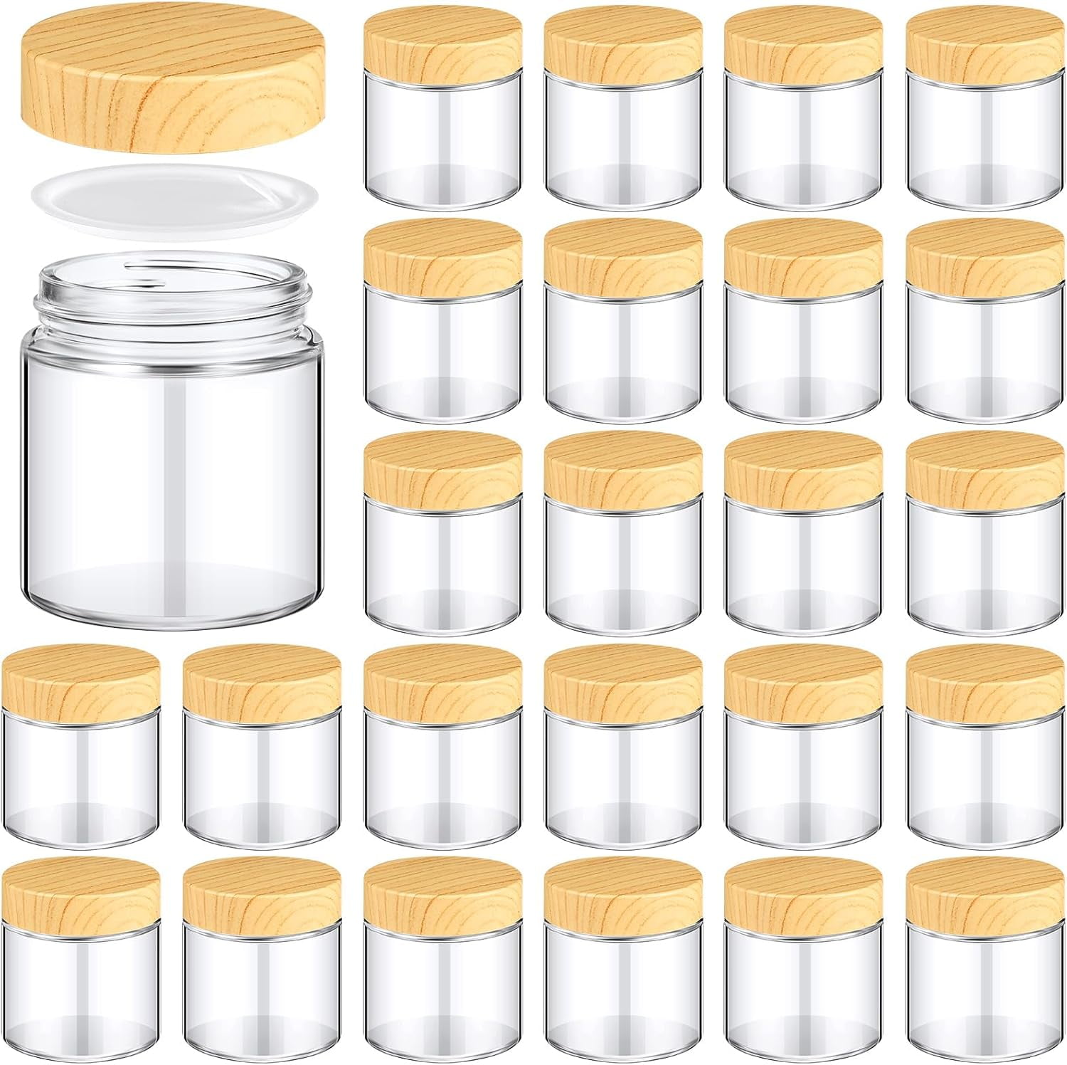 24 Pcs Glass Jars with Lids Empty Small Containers with Lids Inner ...