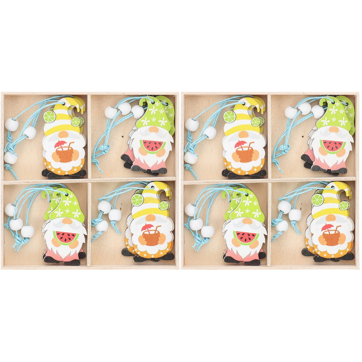 24 Pcs Gnome Doll Wooden Hanging Decorations Mini Gifts The Summer ...