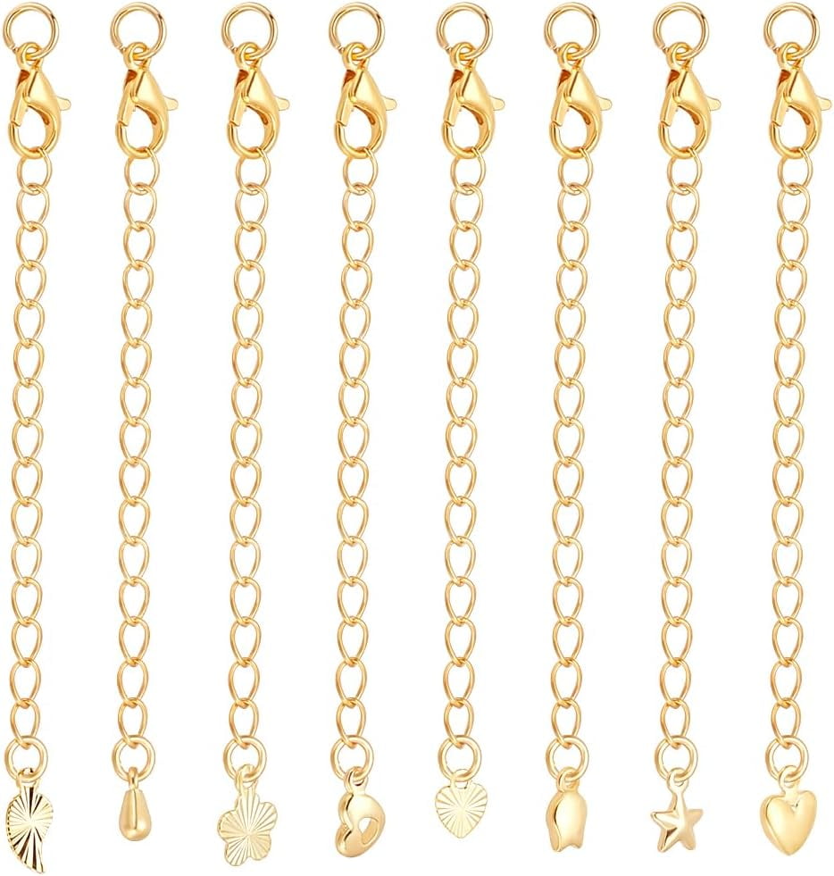 24 Pcs Gold Chain Extender 8 Styles Jewelry Chain for Necklace Bracelet ...