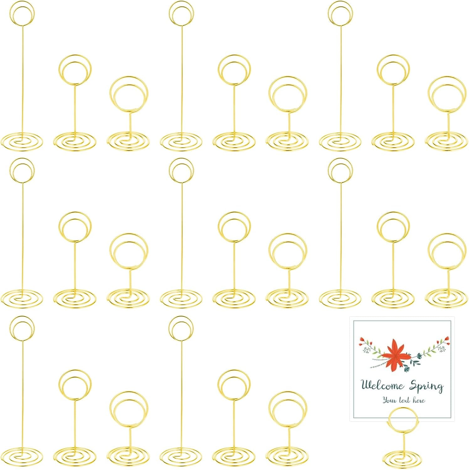 24 Pcs Gold Table Number Holders, 3 Size Wire Place Card Holder, Menu ...